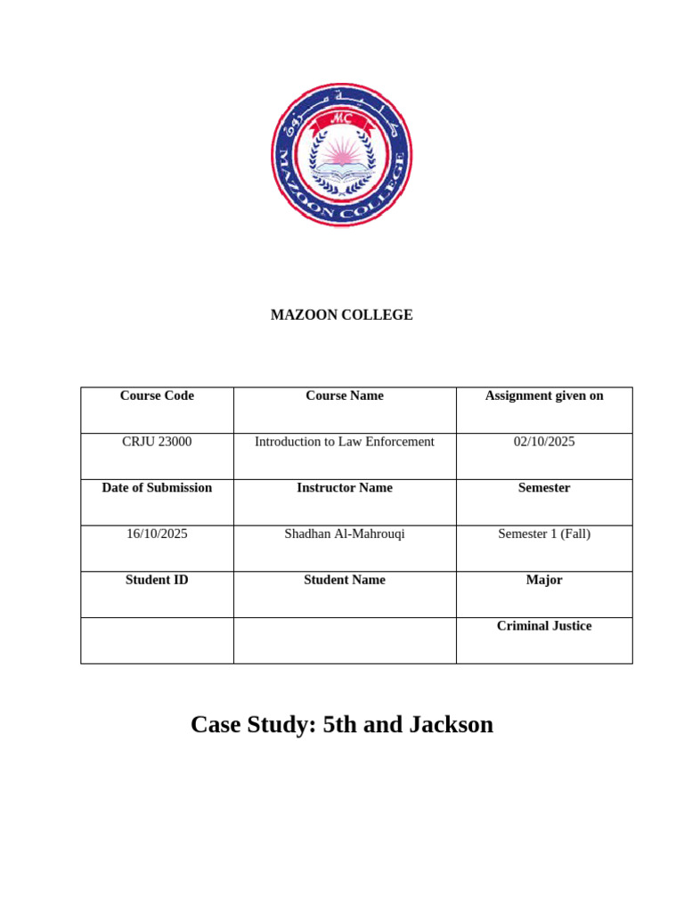 Case Study-5th and Jackson | PDF | Police | Justice