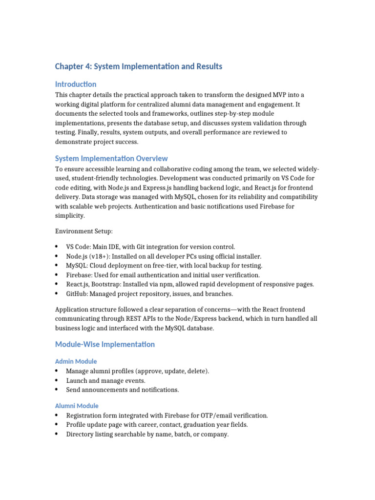 Chapter4 System Implementation and Results | PDF | Databases | My Sql