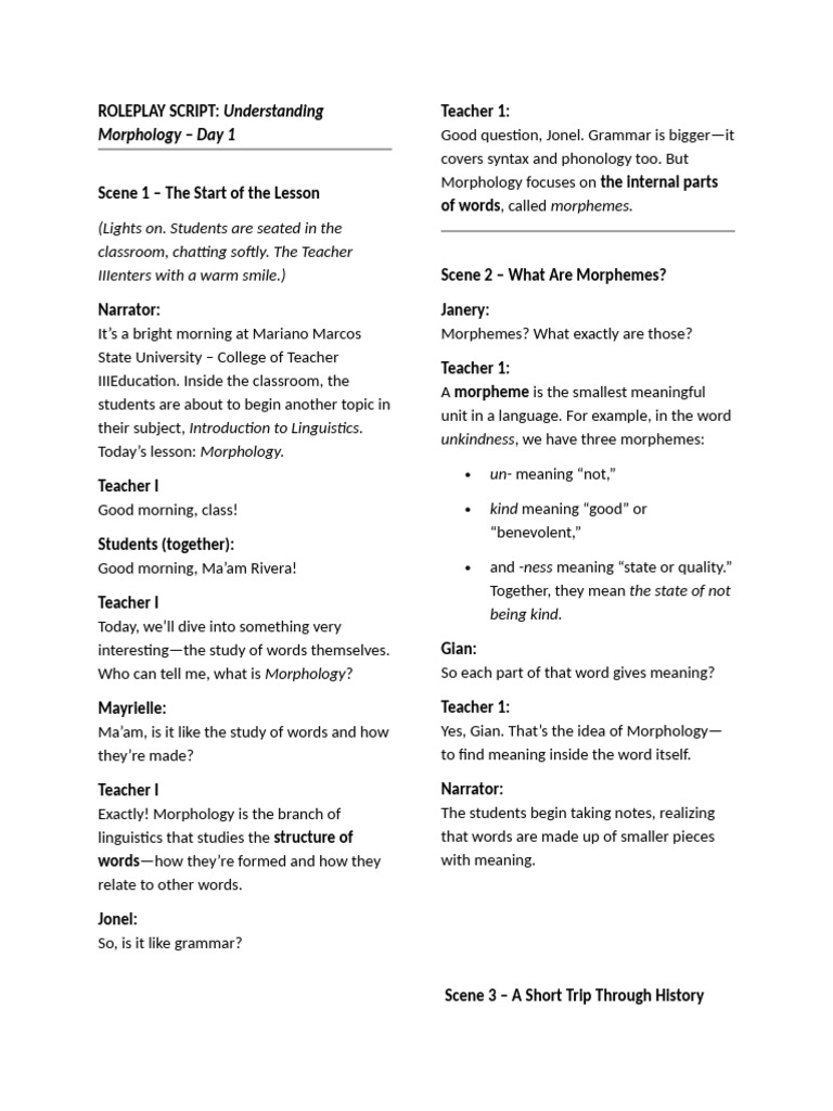 Roleplay Script - Itl | PDF | Morphology (Linguistics) | Word