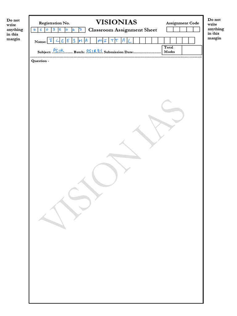 Blank Assignment Sheet | PDF