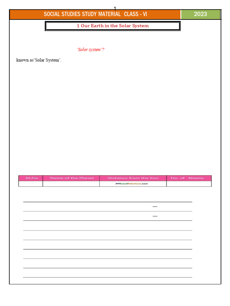 6th Social Studies Study Final) - Pagenumber | PDF | Planets | Equator
