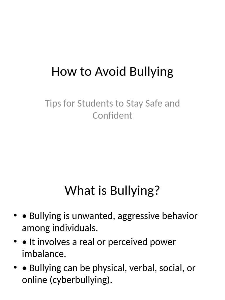 How To Avoid Bullying | PDF