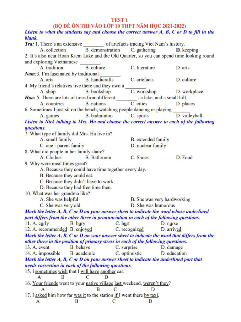 đề 10 + nghe | PDF | Bullying