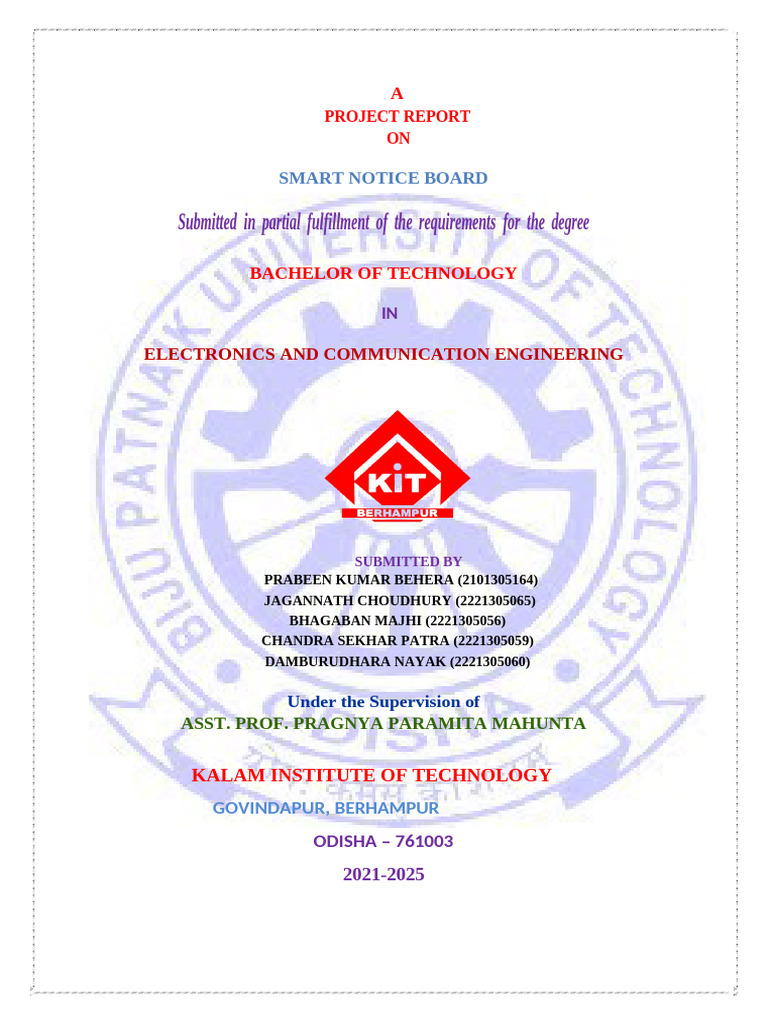 Smart Notice Board Project Report | PDF | Internet Of Things | Thesis