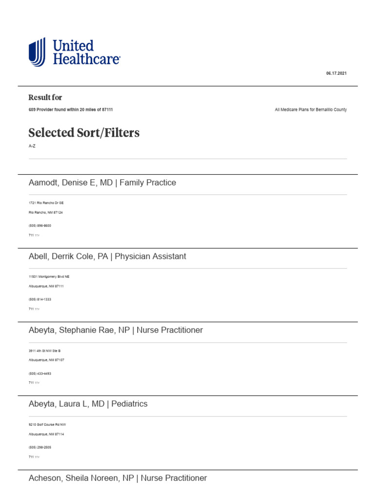 Uhc Ppo Doctors | PDF | Nurse Practitioner | Albuquerque
