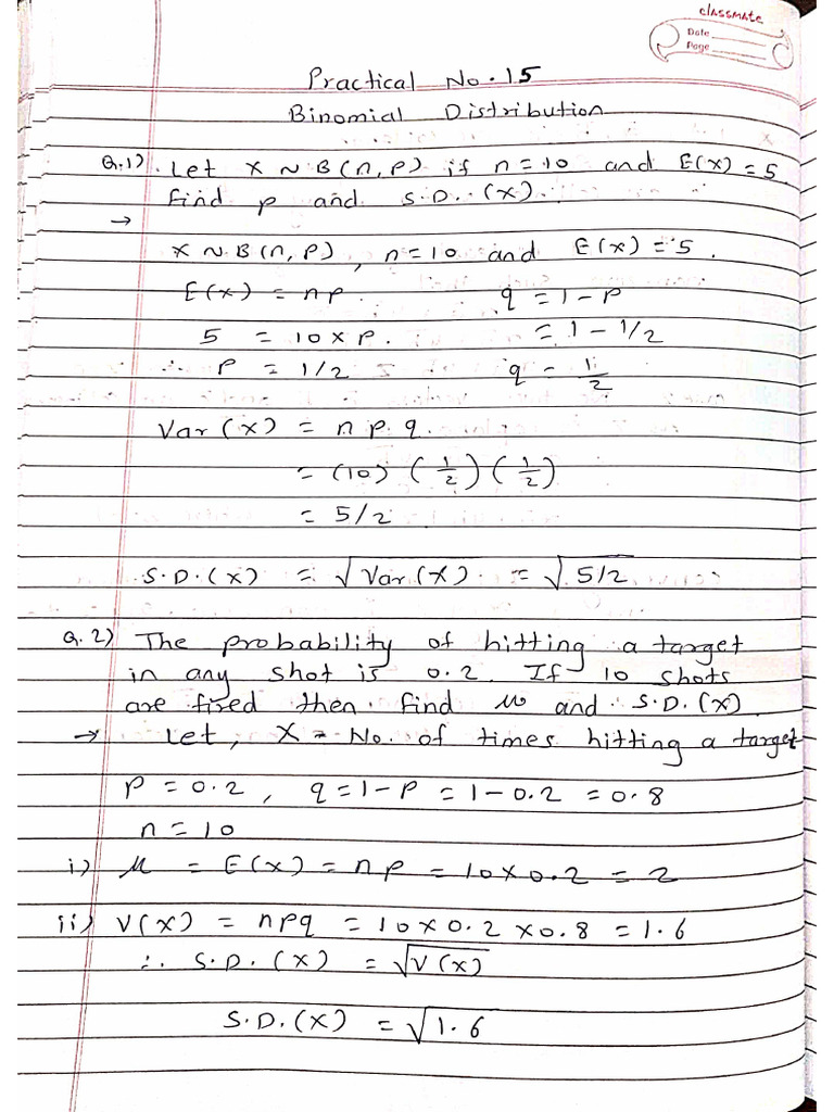 Prac No. 15 Binomial Distribution | PDF