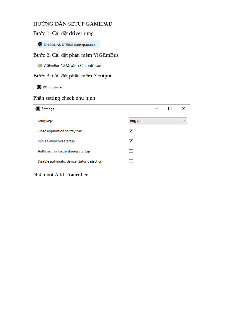 HƯỚNG DẪN SETUP GAMEPAD | PDF