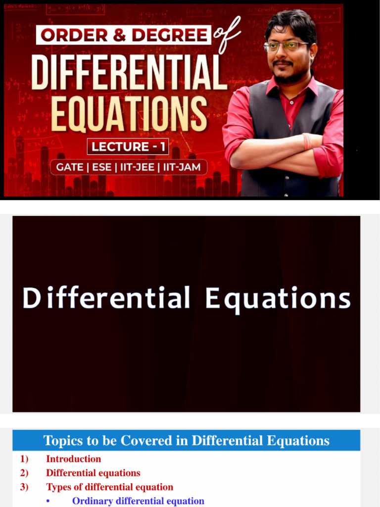 L01 Differential Equations - Order & Degree | PDF