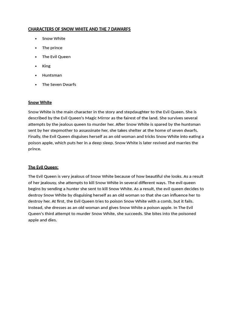 Characters of Snow White | PDF