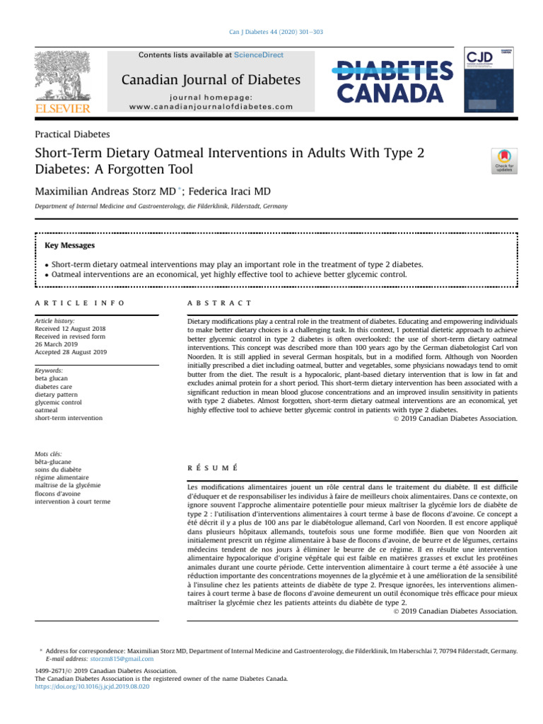 Oatmeal Interventions for Type 2 Diabetes | PDF | Diabetes | Glycated ...