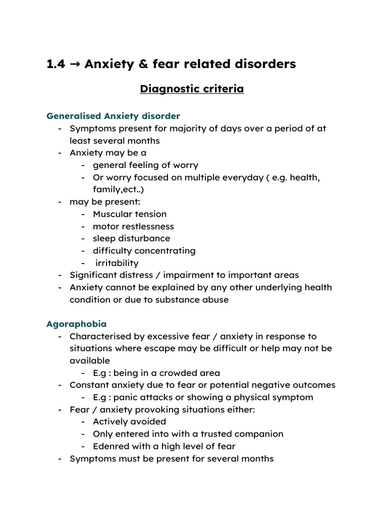 4) Anxiety & Fear Related Disorders | PDF | Anxiety | Phobia