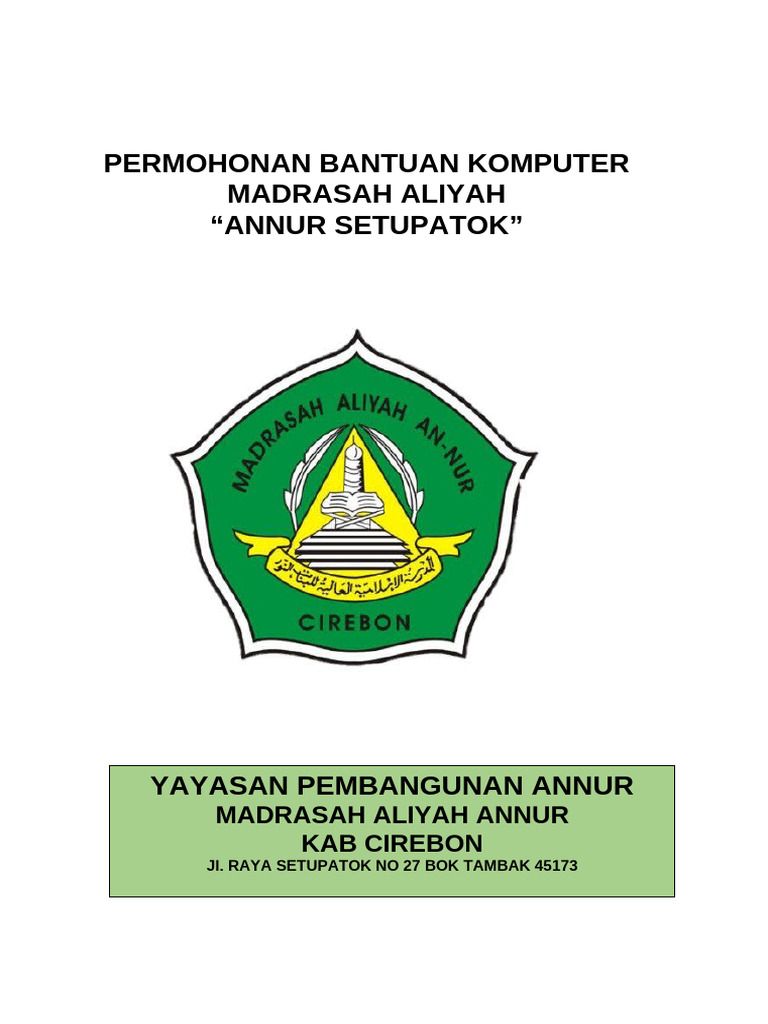 Permohonan Bantuan Komputer MA Annur | PDF