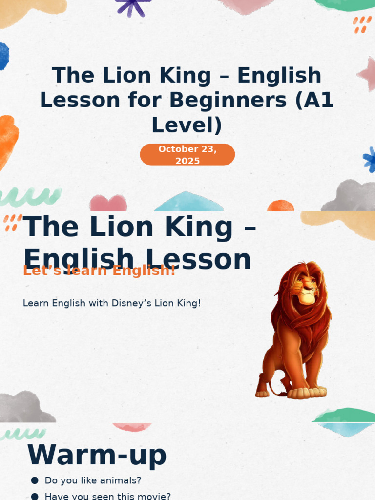 Lion King English Lesson for Beginners | PDF