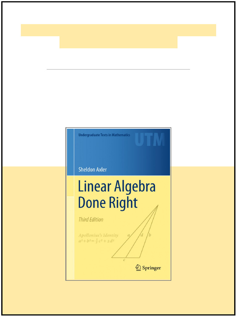 Linear Algebra Done Right Third Edition Sheldon Axler No Waiting Time ...