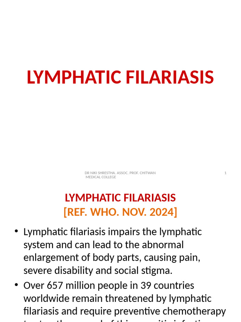 Lymphatic Filariasis Jan 15 2025 | PDF | Microbiology | Health Sciences