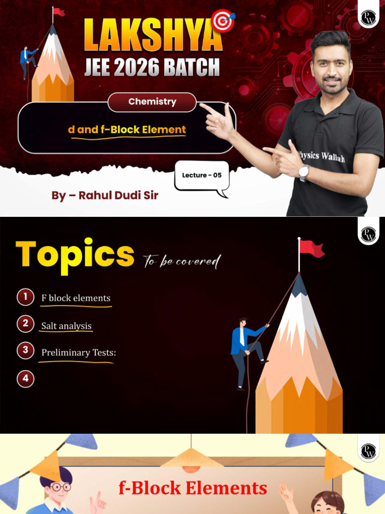 The D and F Block Elements 05 Class Notes Lakshya JEE 2026 | PDF