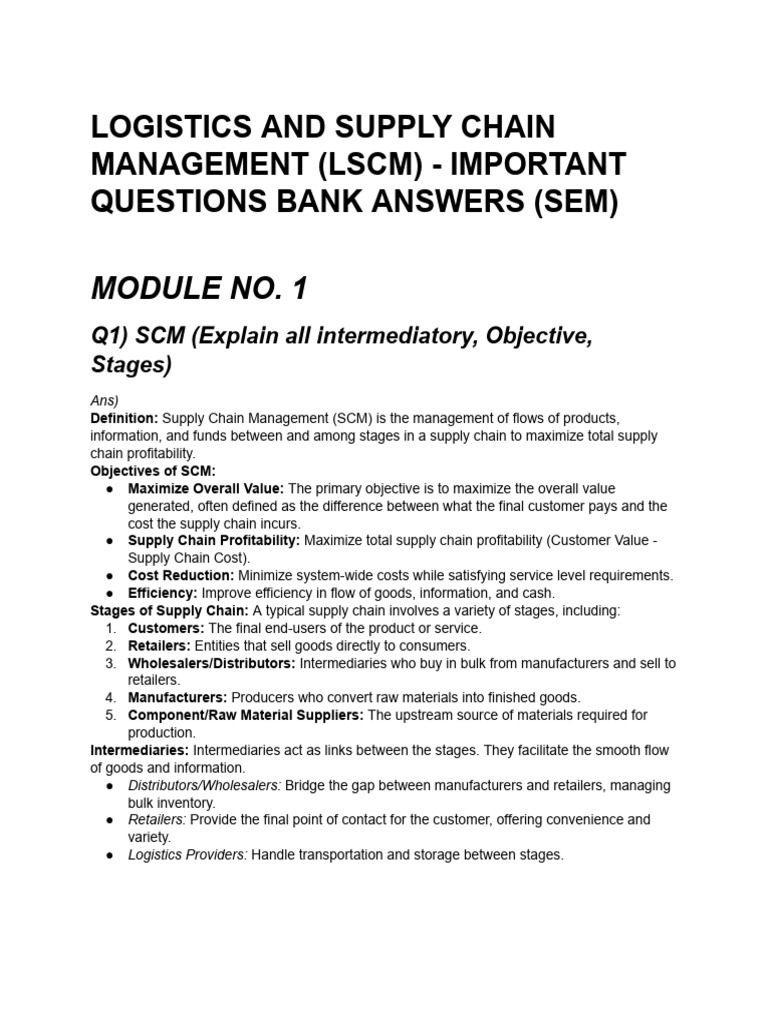 LSCM - Question - Bank - Answers For Mechanical Engineering | PDF ...