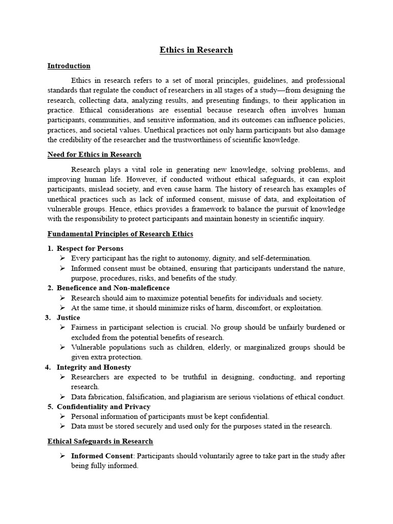 Concept of Ethics in Research | PDF