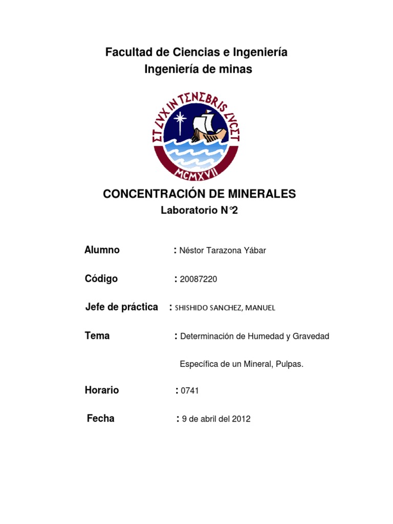 Informe 2 de Concentra | PDF | Densidad | Masa