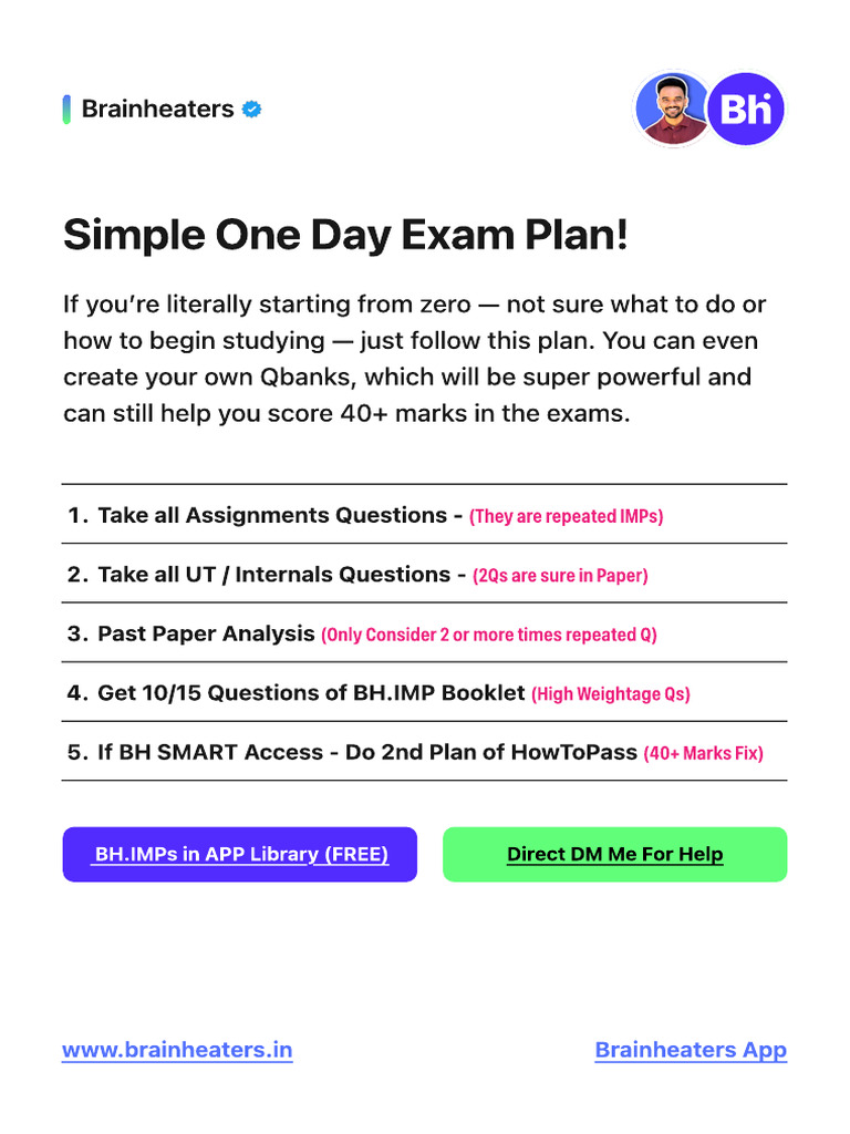 One-Day Exam Study Plan Guide | PDF