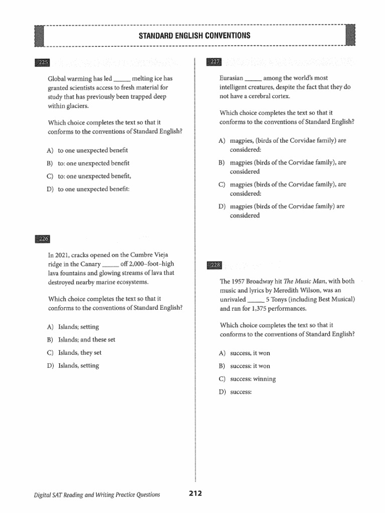 Digital SAT Reading and Writing Practice Questions 2023 Vibrant ...