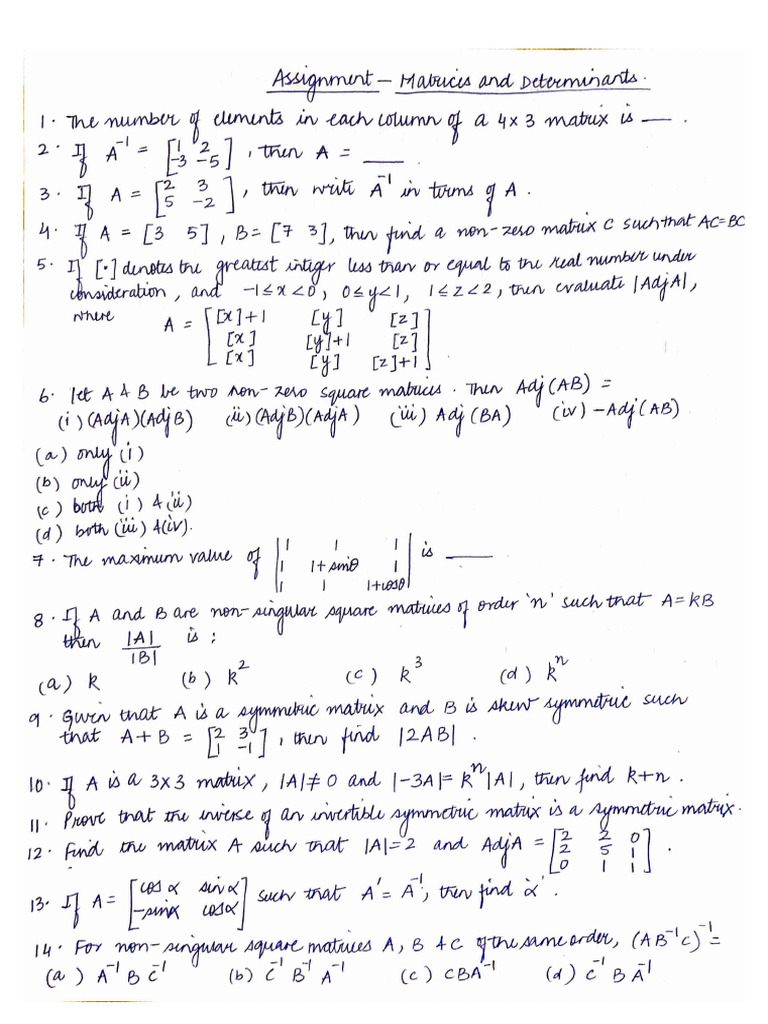 Open Assignment-2 - Matrices & Determinants | PDF