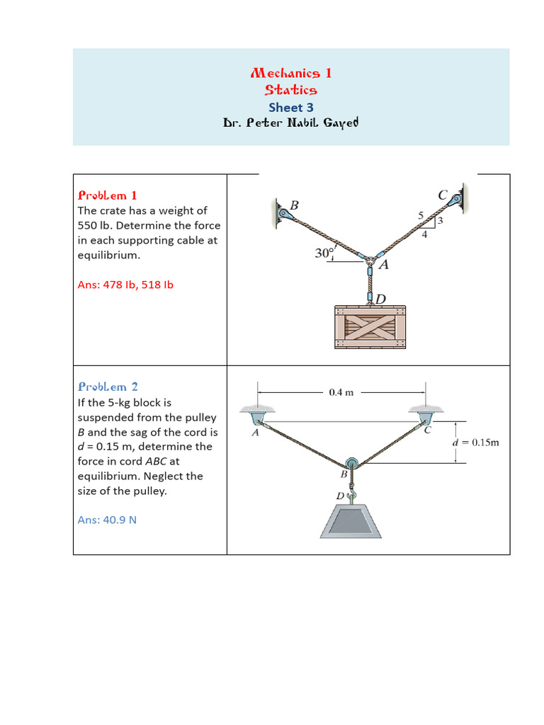 Statics Problems and Solutions Guide | PDF