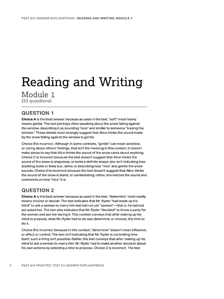 PSAT 8-9 Practice Test 2 CB AK | PDF