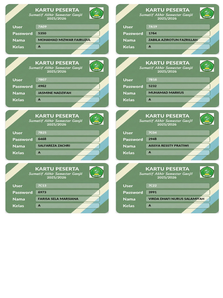 Kartu Peserta Sas Ganjil | PDF