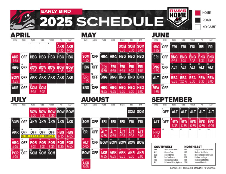 2025 Schedule | PDF