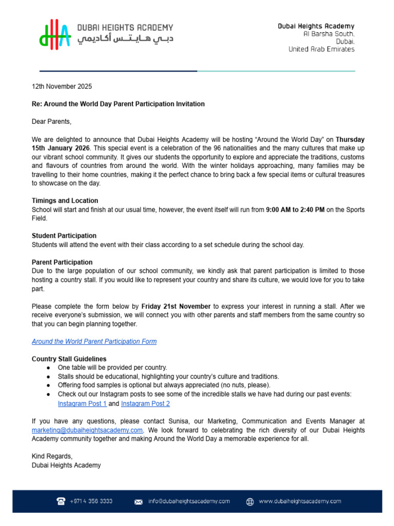 Around The World Day Participation Invitation | PDF