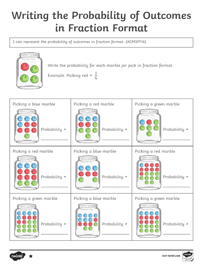 Writing The Probability of Outcomes in Fraction Format - SE | PDF ...