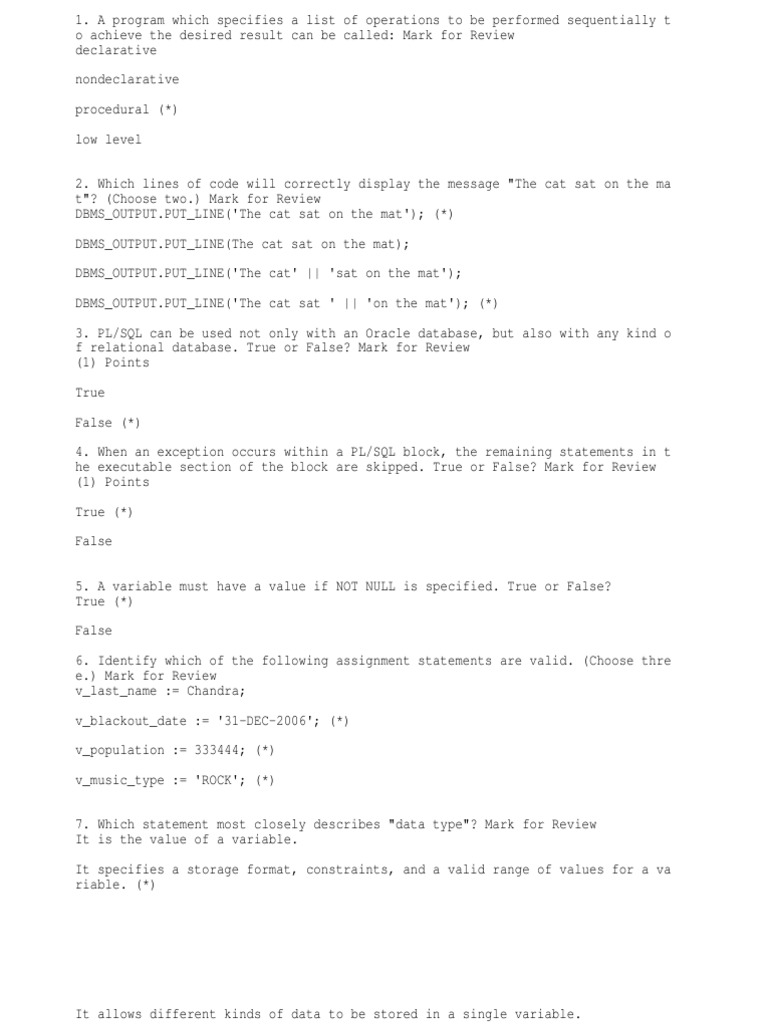 Semester 1 and 2 Final Exam Oracle PL SQL | PDF | Pl/Sql | Subroutine