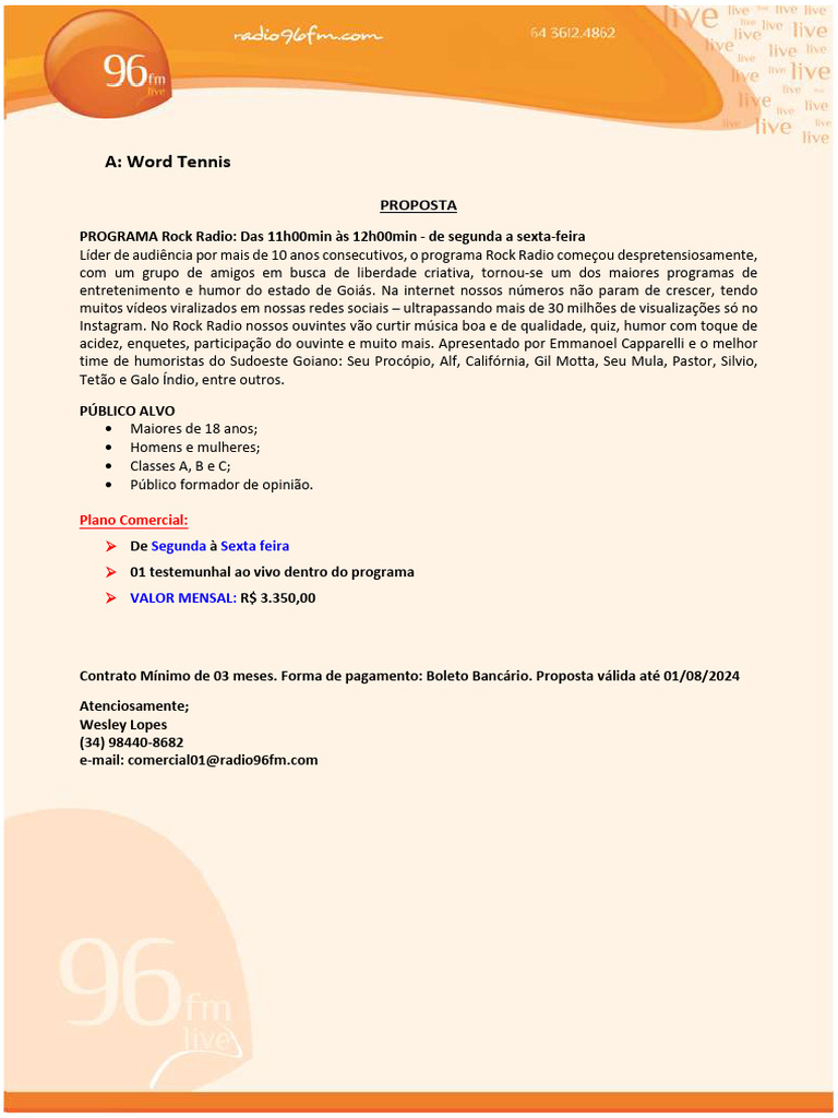 Proposta Rock Radio - Word Tennis | PDF