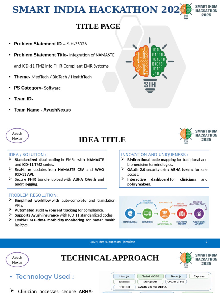 sihfinal ppt internal hackathon final ppt | PDF | Electronic Health Record | Information Science
