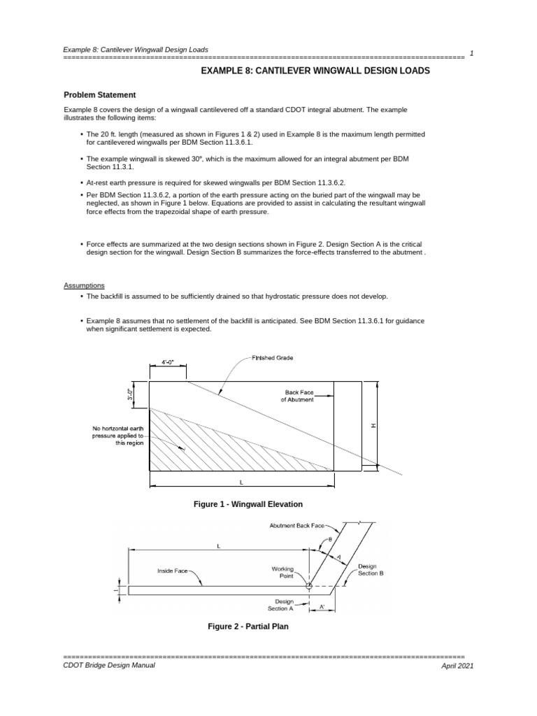 Cantilever Wingwall Design Loads Guide | PDF | Mechanical Engineering ...