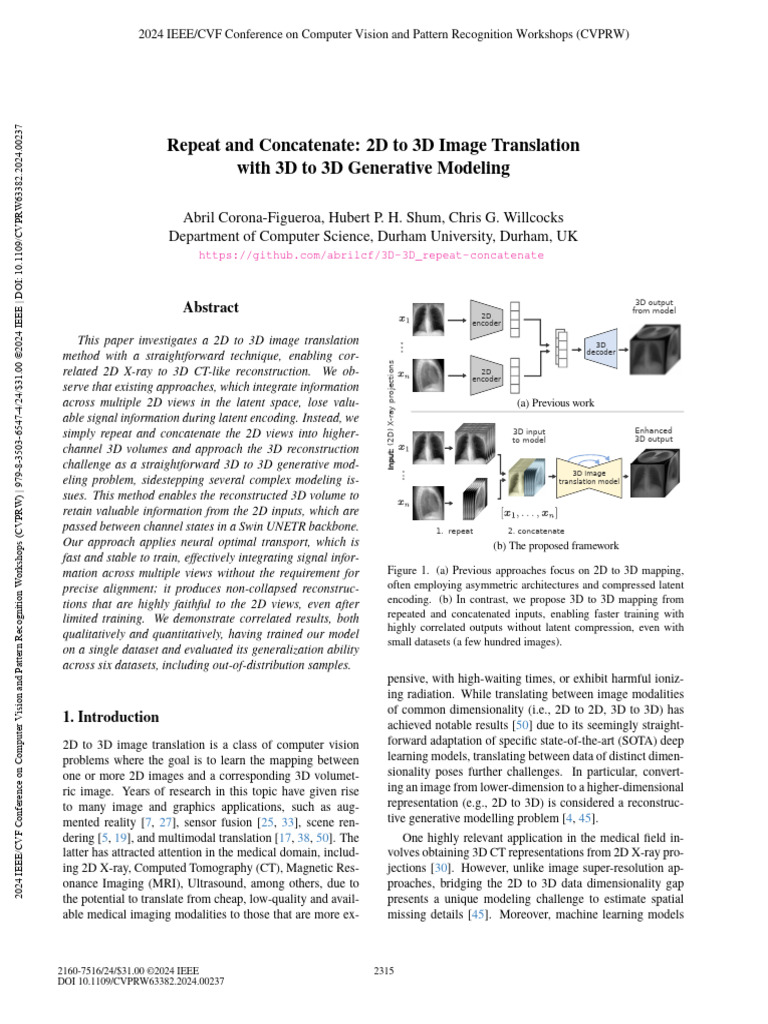 Repeat and Concatenate 2D To 3D Image Translation With 3D To 3D ...