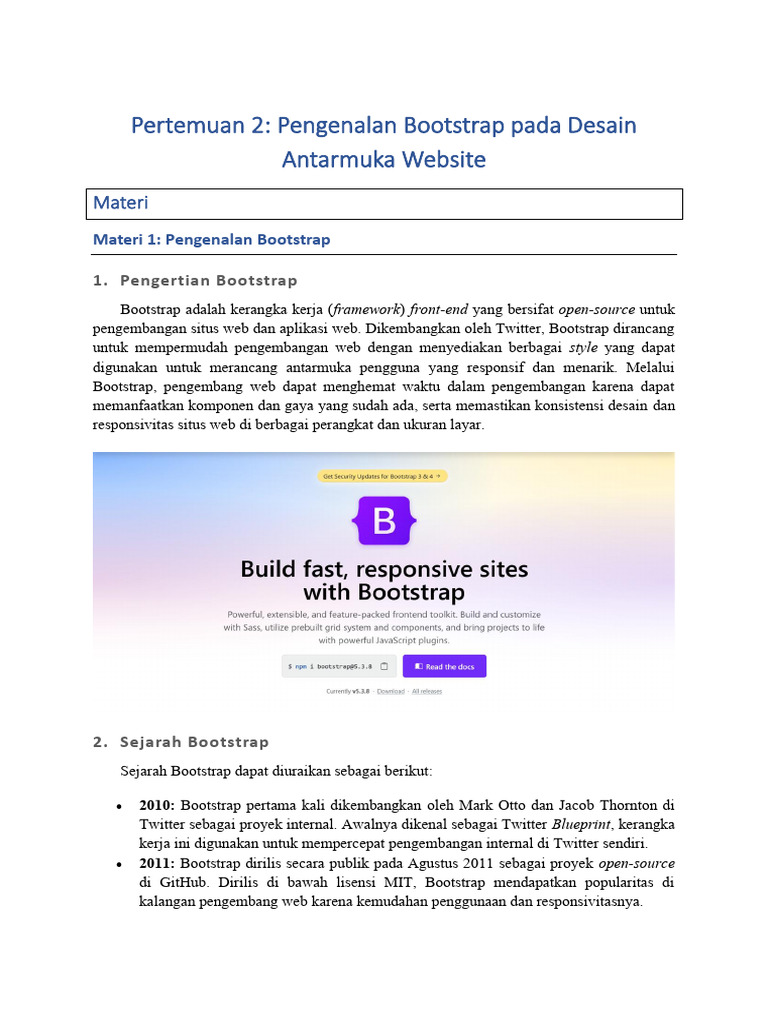 Pertemuan 02 - Pengenalan Bootstrap Pada Desain Antarmuka Website | PDF