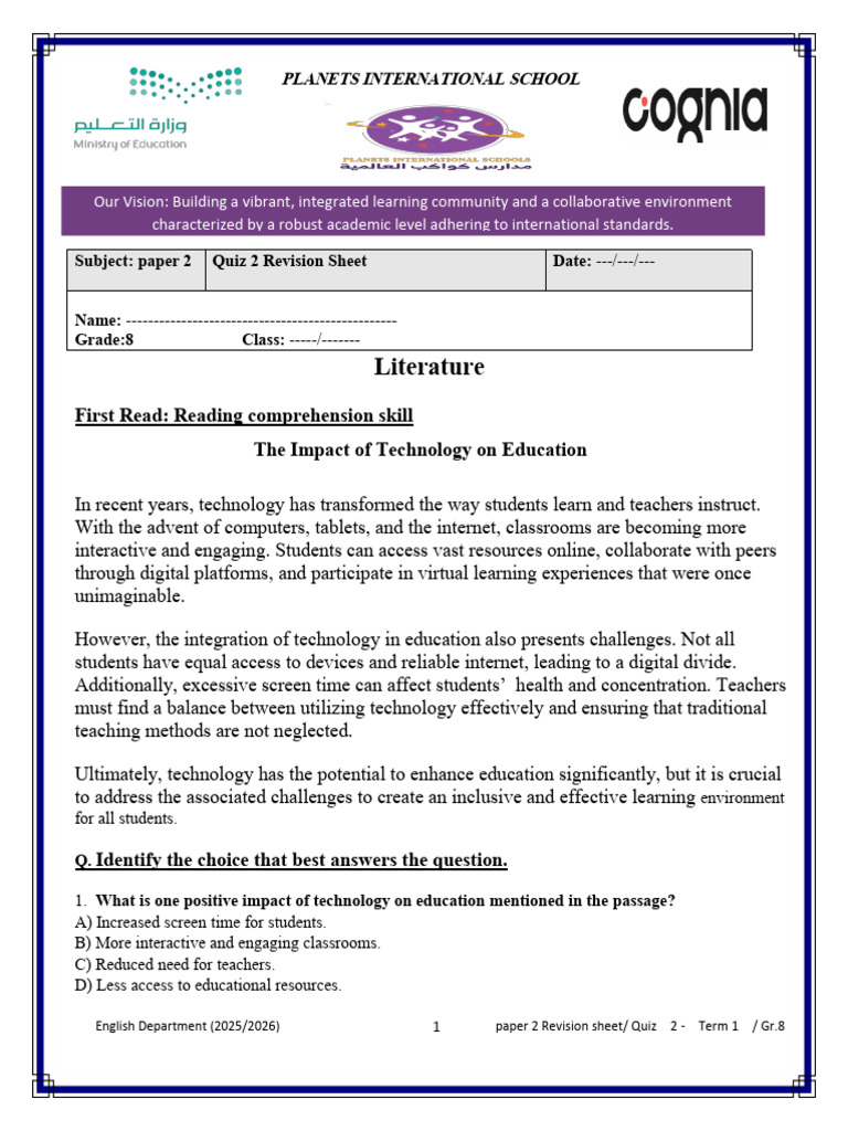 Paper 2 Revision Sheet (1) | PDF | Adolescence | Teaching Method