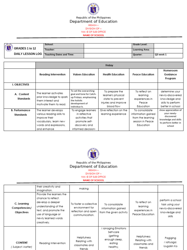 DLL Catch Up Friday Week 1 | PDF | Learning | Psychology