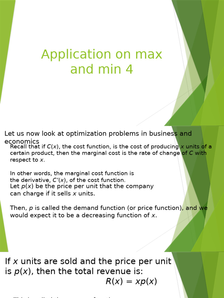Application on Max and Min 4 | PDF