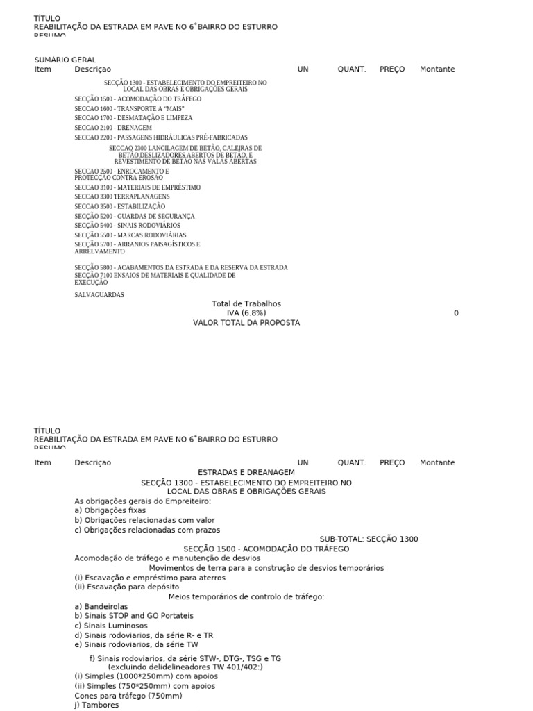 Mapa de Quantidades | PDF