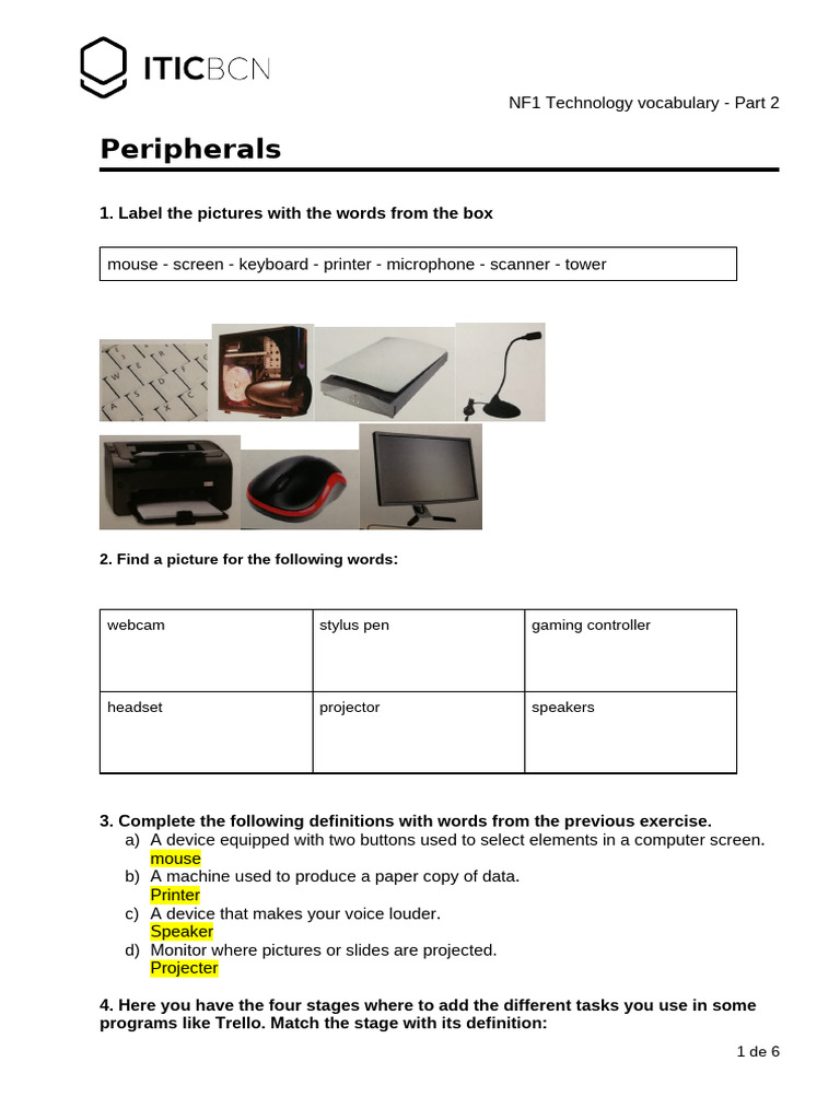 NF1_Vocabulary_Parts of a Computer_part 2 | PDF | Computer Data Storage | Usb Flash Drive