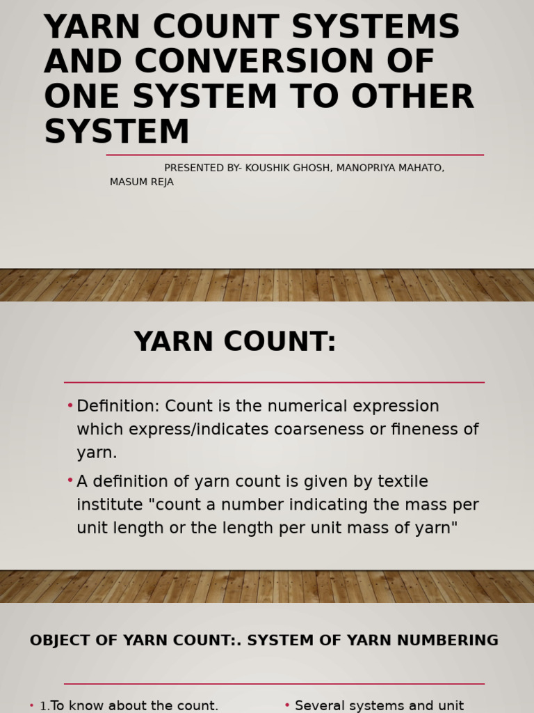 Yarn Count CA1 | PDF | Yarn | Units Of Measurement