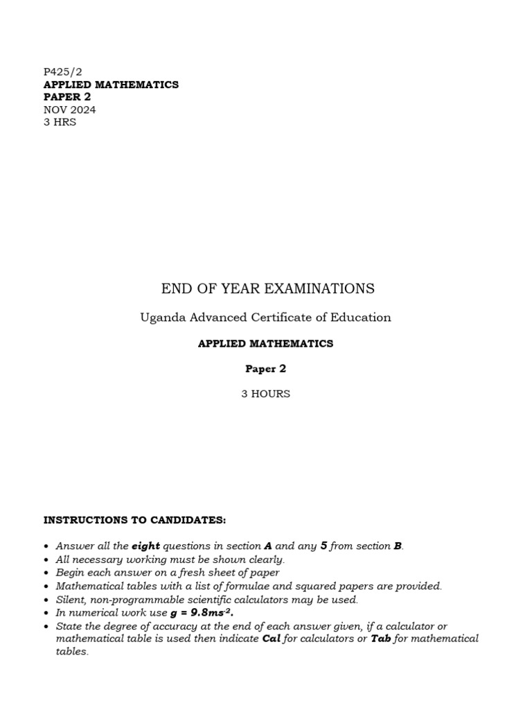S5 Math 2 | PDF | Force | Acceleration