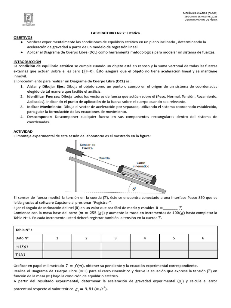 Laboratorio 2-FI601 | PDF | Fuerza | Aceleración