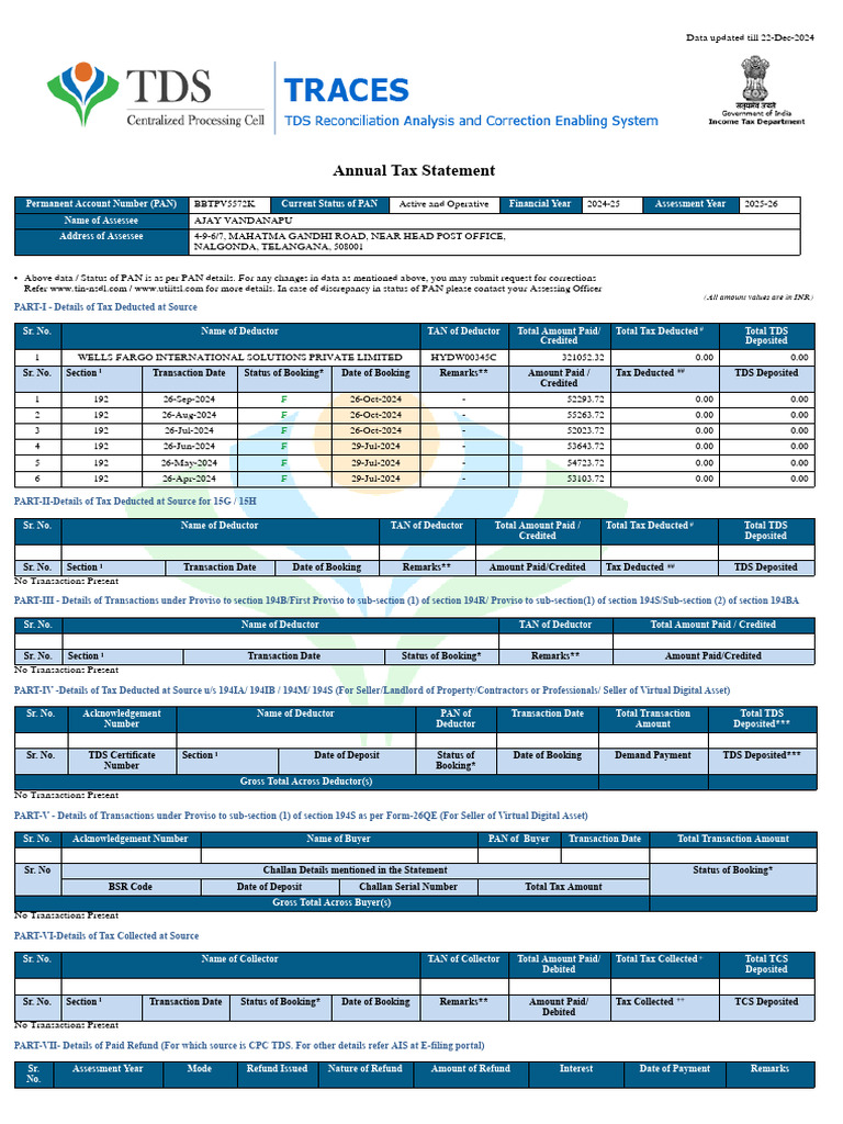 Annual Tax Statement for AY 2025-26 | PDF | Taxes | Tax Refund