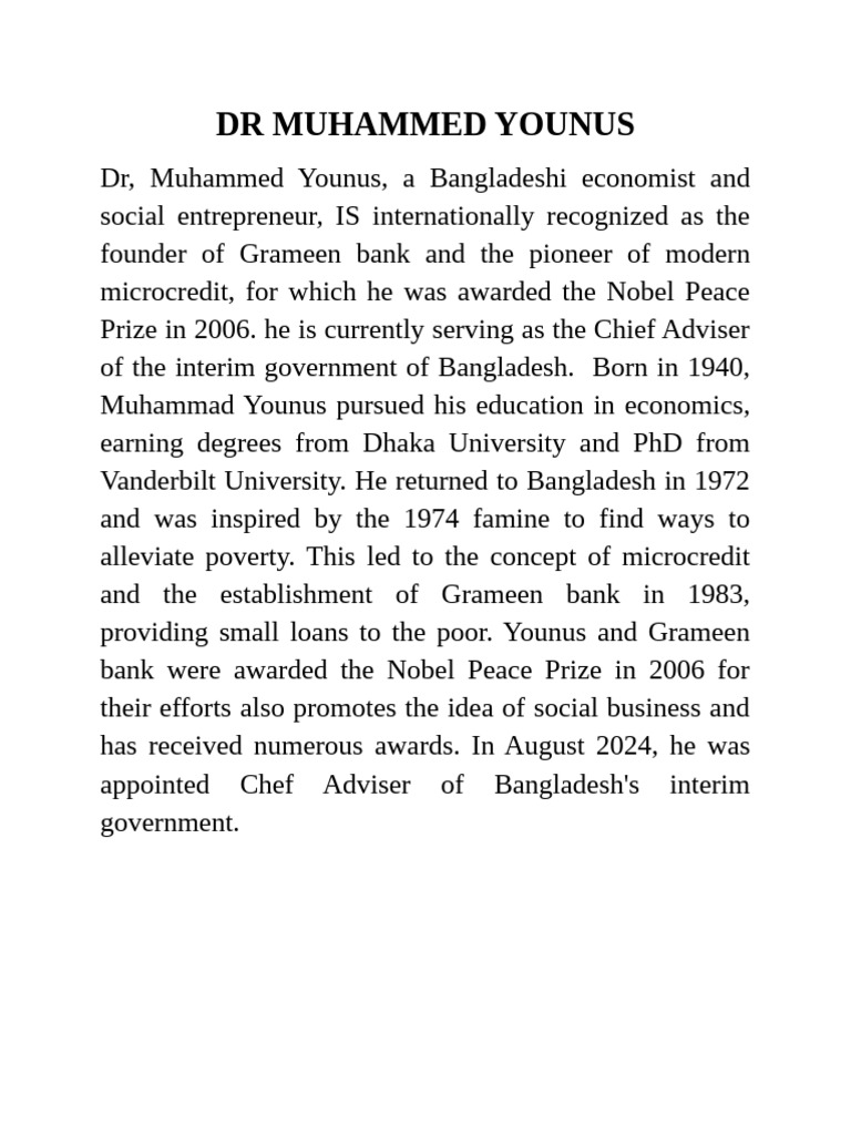 DR Muhammed Younus | PDF