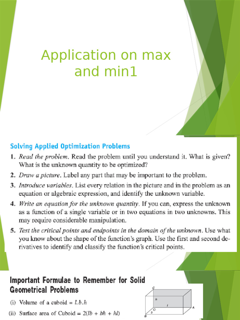 Application On Max and Min 1 | PDF