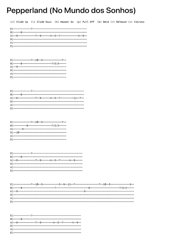 Pepperland (No Mundo dos Sonhos) | guitar tab creator | PDF | Musical ...